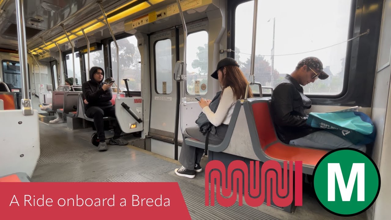 SF MUNI Metro Breda LRV2/3 on M Ocean View to Embarcadero Station - YouTube