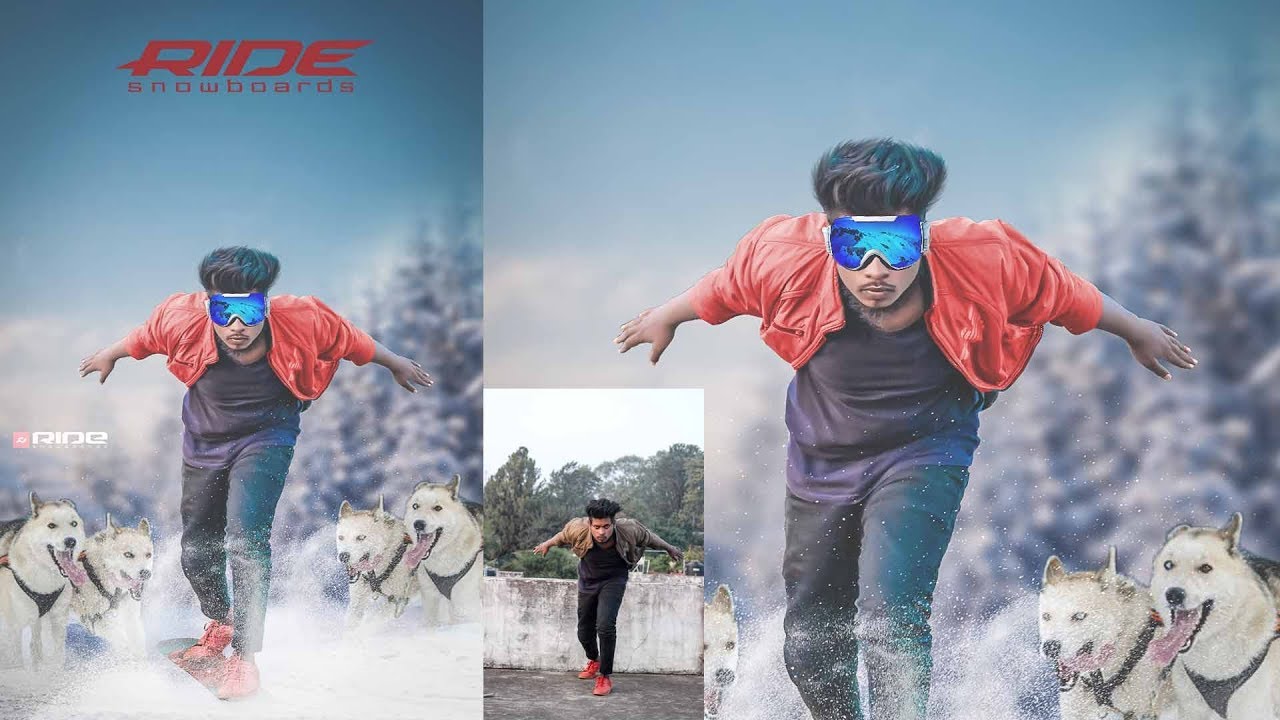 Snowboard ride photo editing | photoshop manipulation tutorial | Sony ...