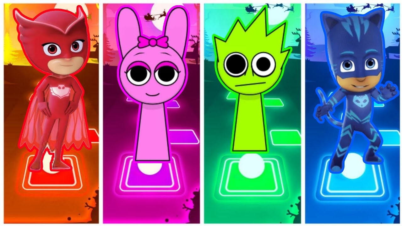 Pj Masks VS Sprunki Team Tiles Hop Edm Rush - YouTube