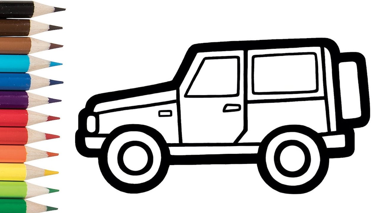 drawing a jeep, how to draw a thar | Scorpio painting - YouTube