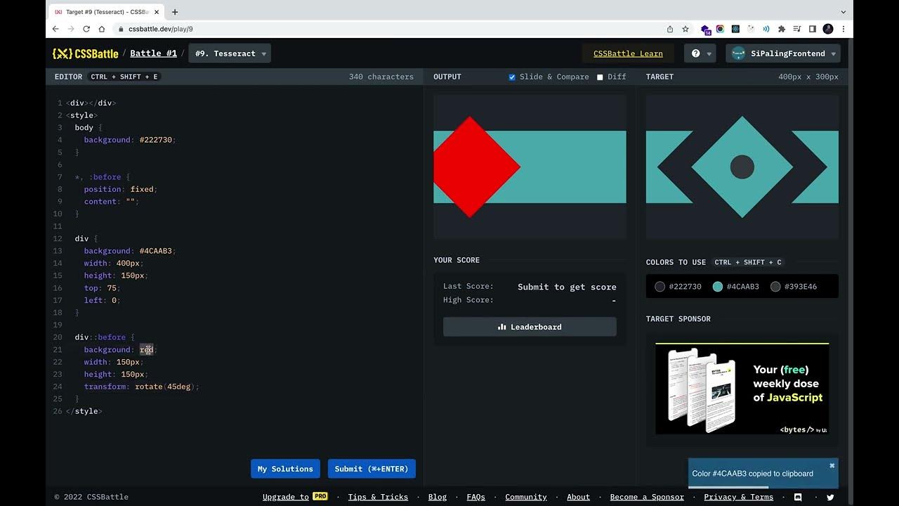 CSS Battle | Battle #1 | Tesseract - YouTube