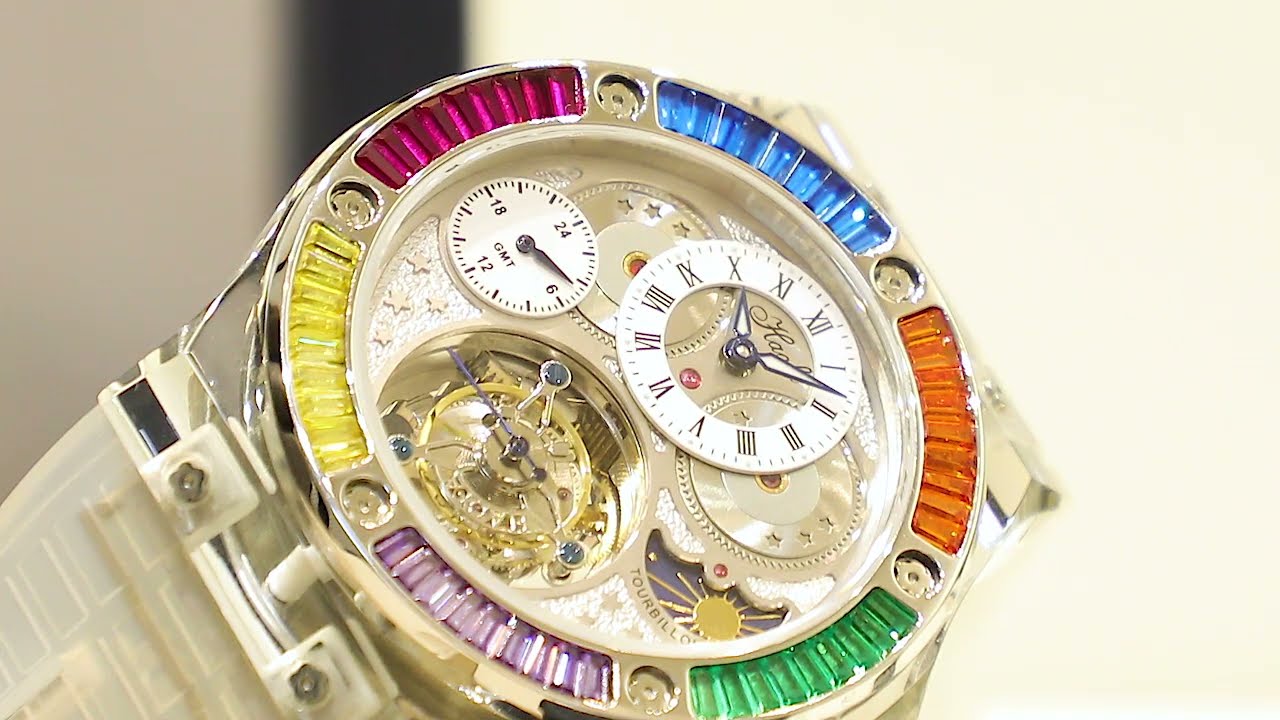 HAOFA model 2101 K9 crystal Tourbillon watch - YouTube