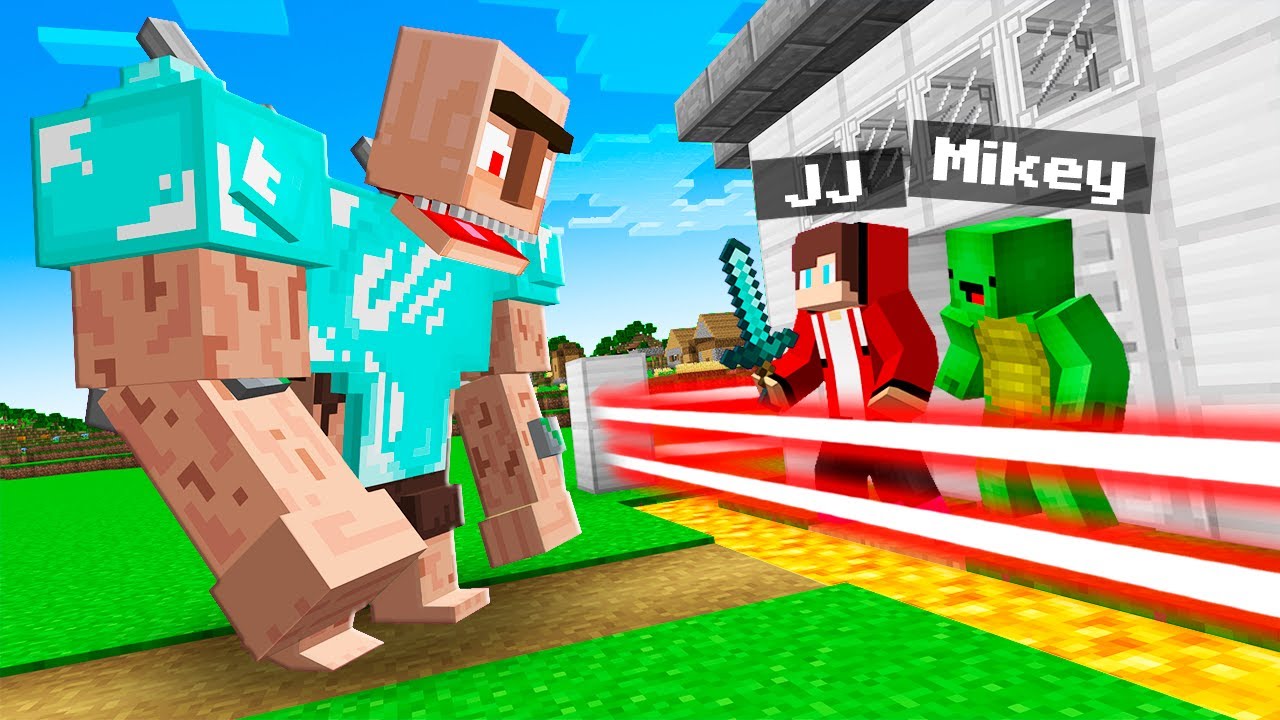 JJ and Mikey vs VILLAGER GOLEM MUTANT Security House in Minecraft - Maizen - YouTube