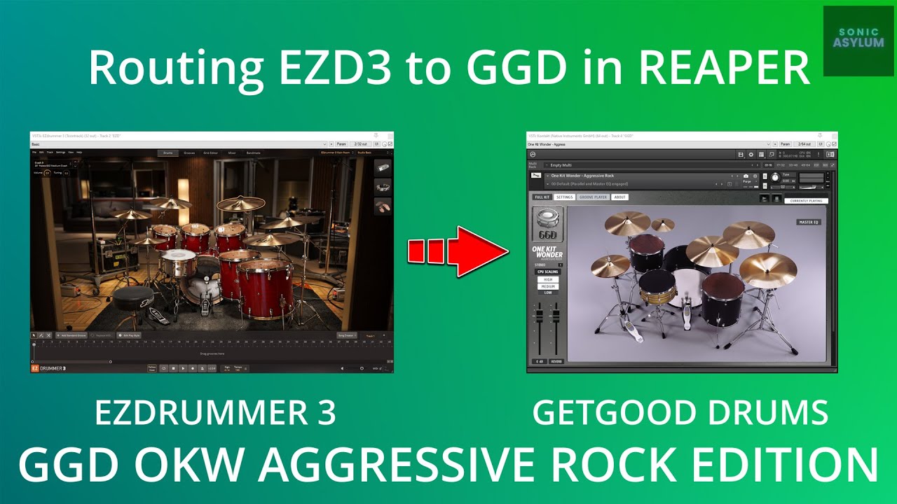 How to route EZ Drummer 3 to GGD OKW Aggressive Rock. REAPER (Free ...