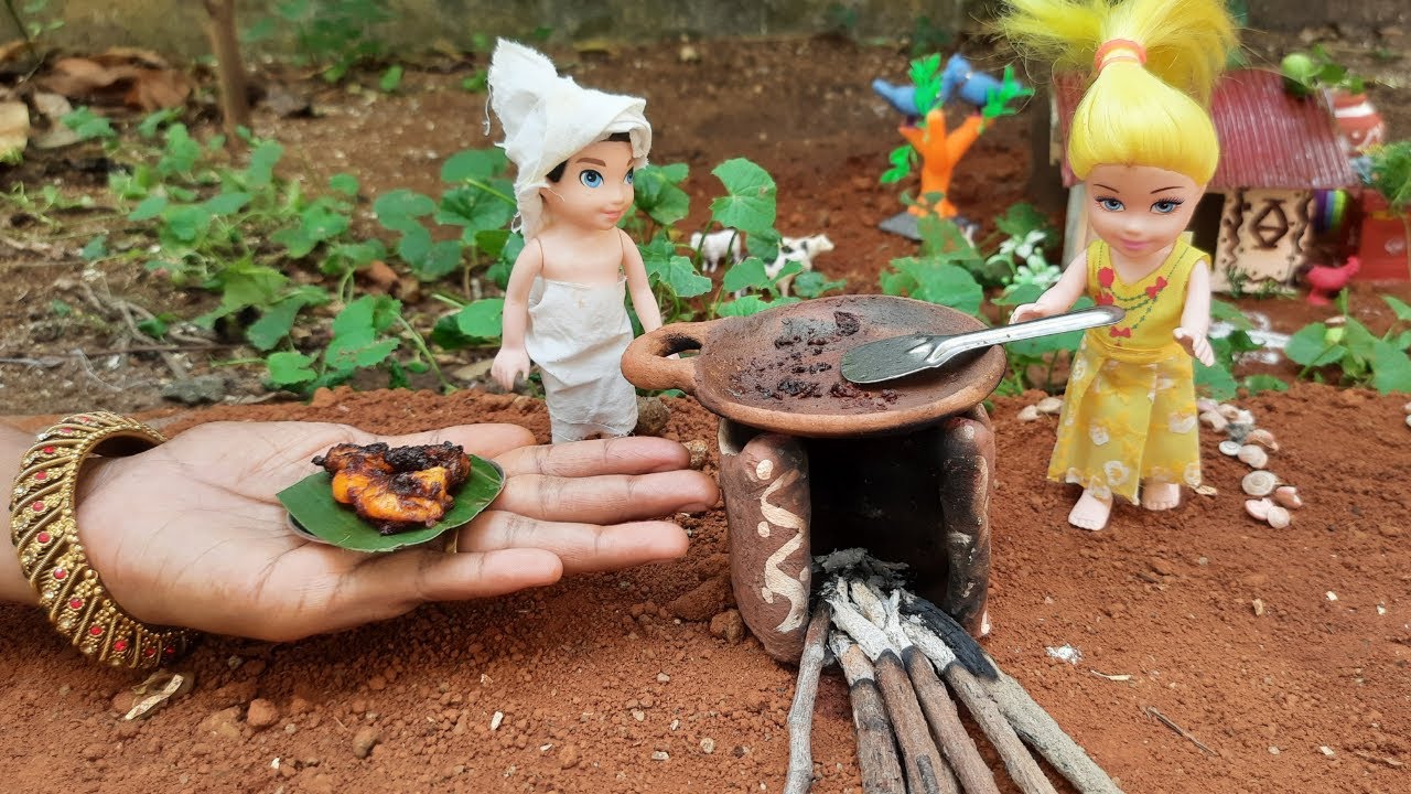 Miniature cooking prawn fry | tiny food cooking indian tamil ...