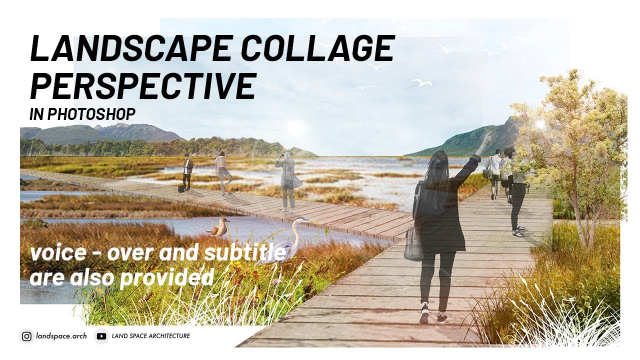 Digital Collage Perspective in Landscape Architecture Using Photoshop | Grass Brushes - YouTube