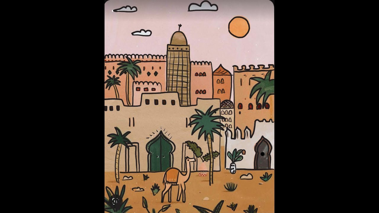 easy drawing | Drawing traditional houses | filfel drawings - YouTube