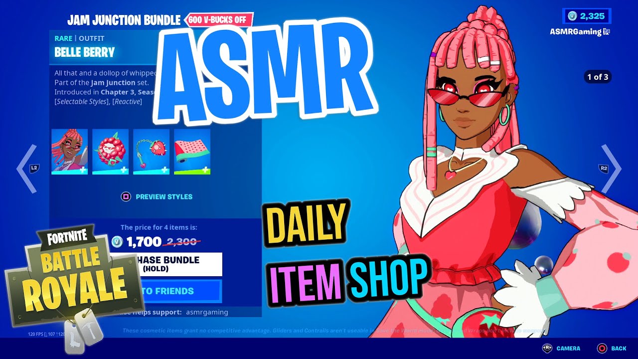ASMR Fortnite Belle Berry Skin Is Back! Daily Item Shop 🎮🎧 Relaxing ...