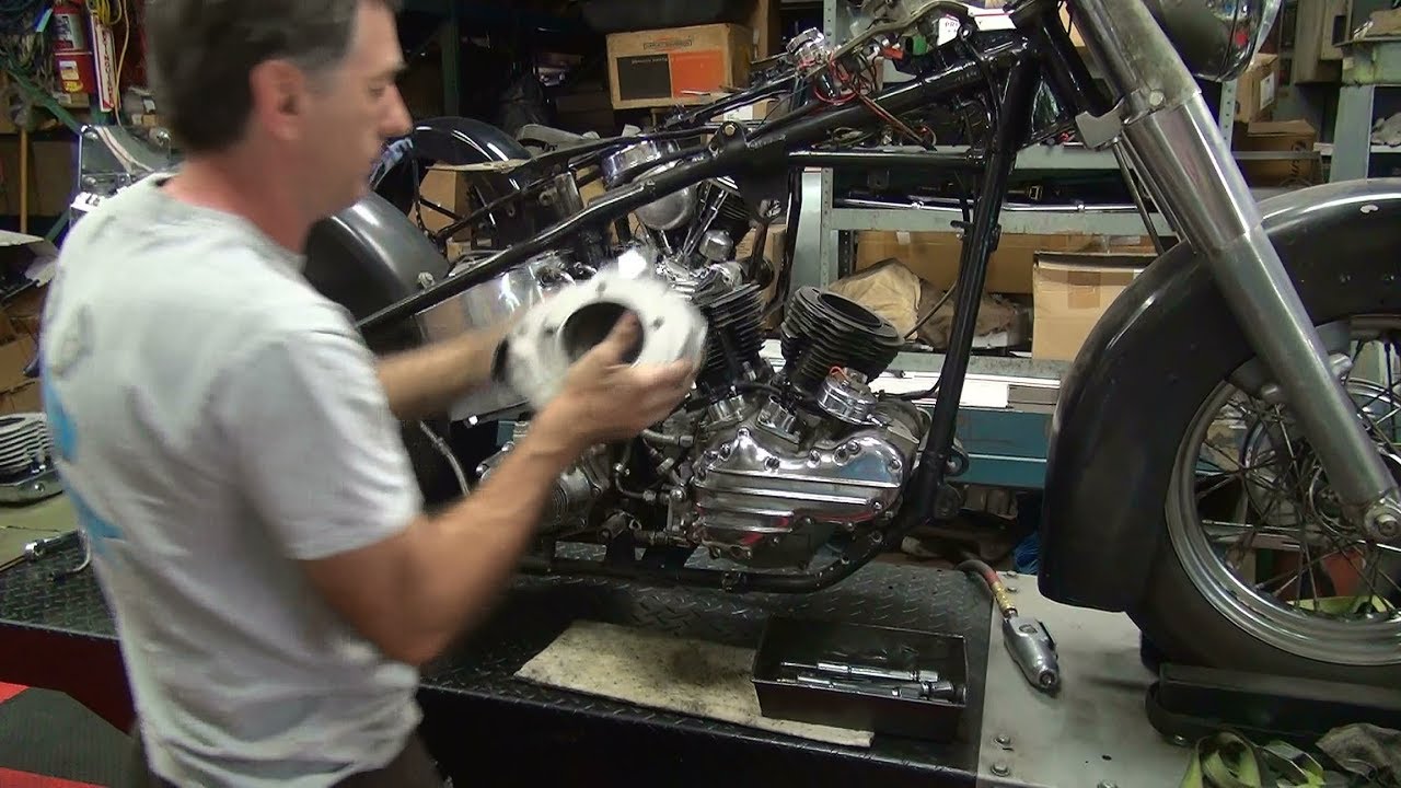 #101 1957 panhead STD head conversion drag bike race harley antique ...