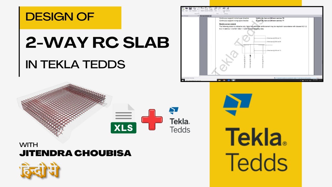 Design of 2-Way Slab in Tekla Tedss | Excel Sheet | Reinforcement ...