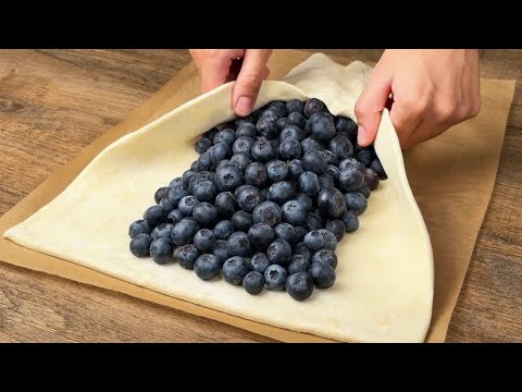 5 dakikada tatlı! Sadece milföy hamuru ve yaban mersini! Restoranda bir püf noktası öğrendim!