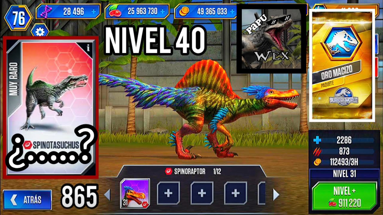 Mi SPINORAPTOR al 40 está Fuertísimo - Jurassic World The Game _ Wex ...
