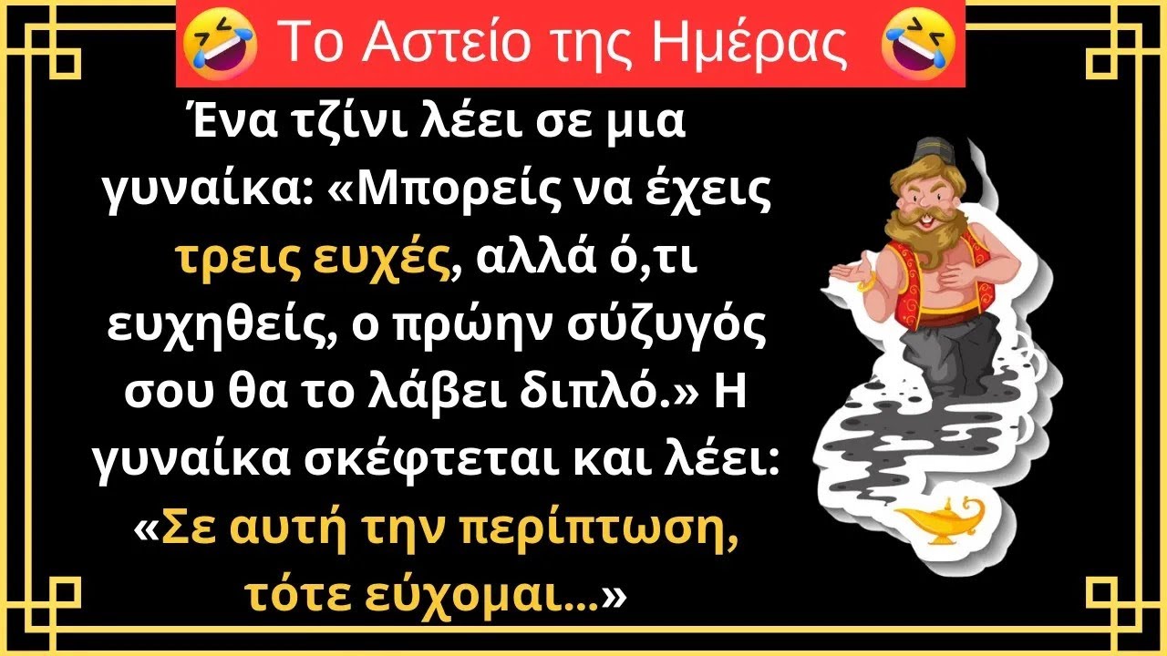 😂ΠΟΛΥ ΓΕΛΙΟ ! Το Τζίνι με τις 3 Ευχές! | ΑΣΤΕΙΟ ΑΝΕΚΔΟΤΟ! - YouTube