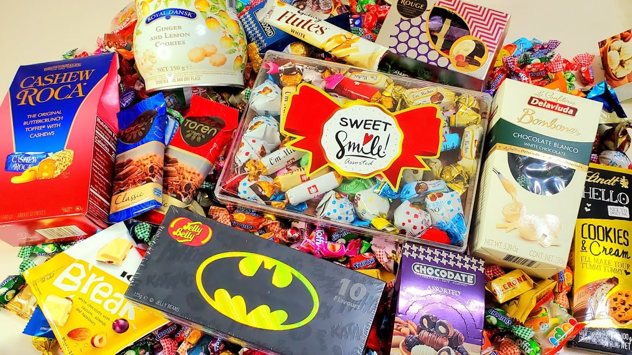 Lot' New candies and Chocolates unboxing ASMR, New interesting candies ...