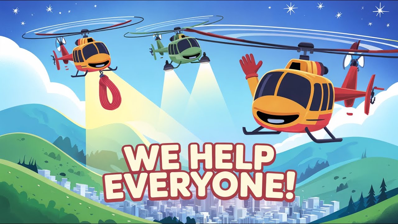 Flying Helicopters Adventure 🚁 | Rescue & Learning Song for Kids ...
