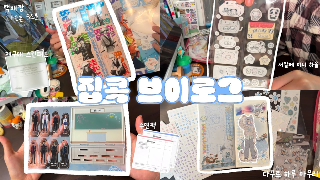 Vlog 🫨휴무가 제일 바쁜 집순이의 집콕 브이로그ㅣ일상 택배 뜯고 서일페 미니 하울 바인더 정리 다꾸로 하루 마무리ㅣ시카 지우개 드 은혼 아크릴 점프기가2025