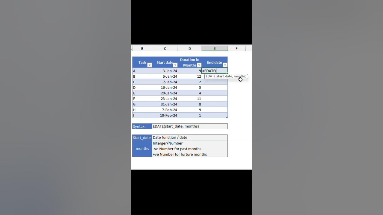 Edate Function To The Rescue Say No To Manual Due Dates Shorts Excel Exceltips