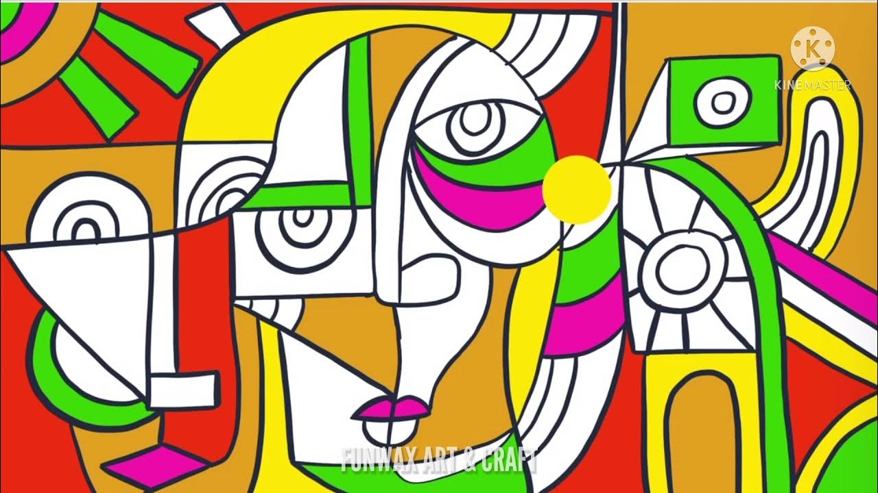 How to draw Cubism Picasso inspired portrait | Cubist face drawing ...