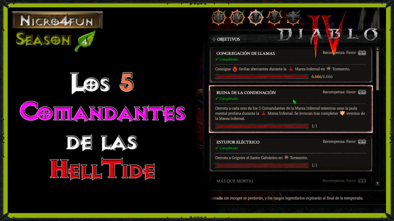 Diablo IV - Guía - Los 5 Comandantes de HellTide [S4-1.4.0] - YouTube