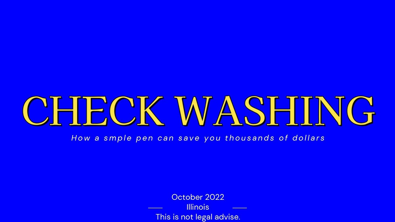 Check Washing - Your pen can cost you thousands of dollars. - YouTube
