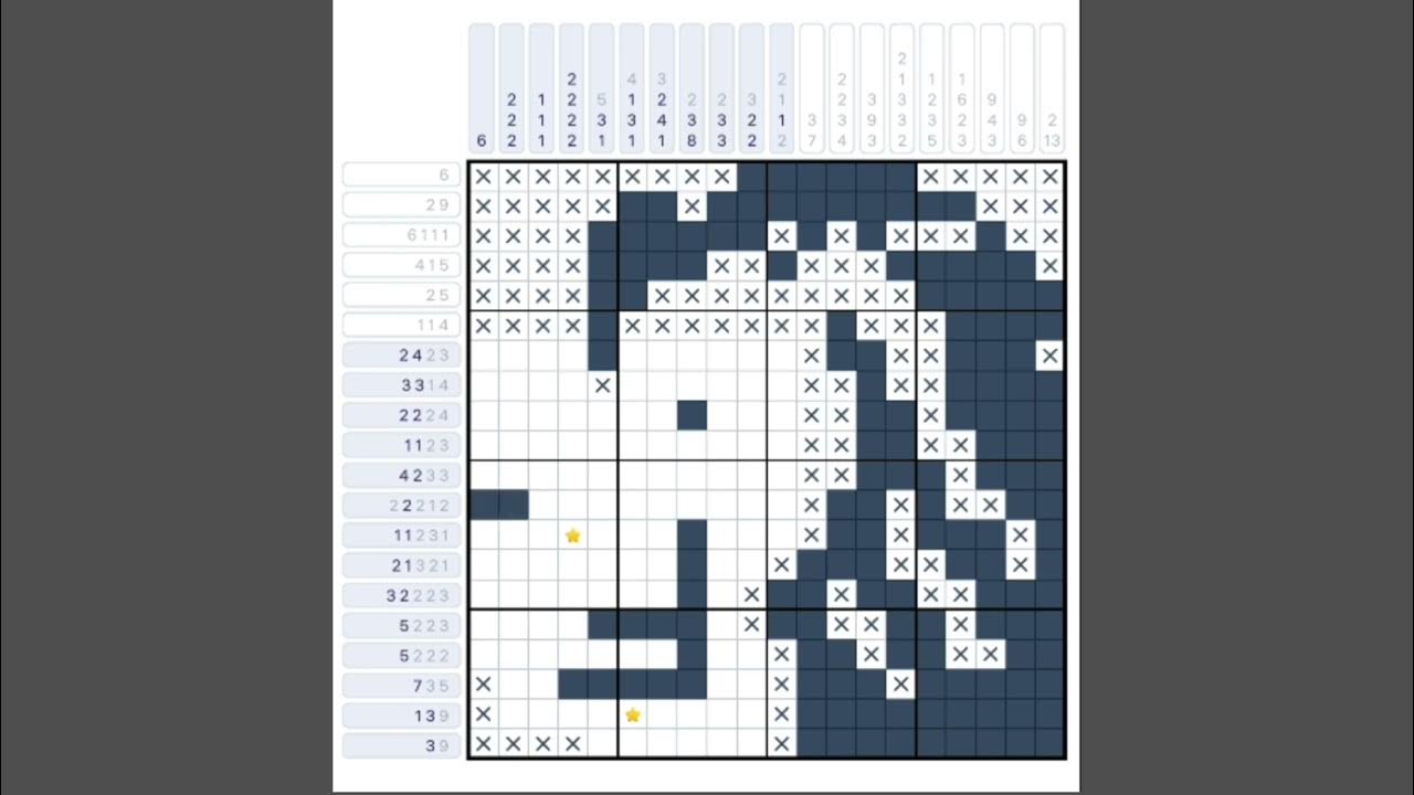 Solving Nonogram 20x20 puzzle without using hint or a life - YouTube