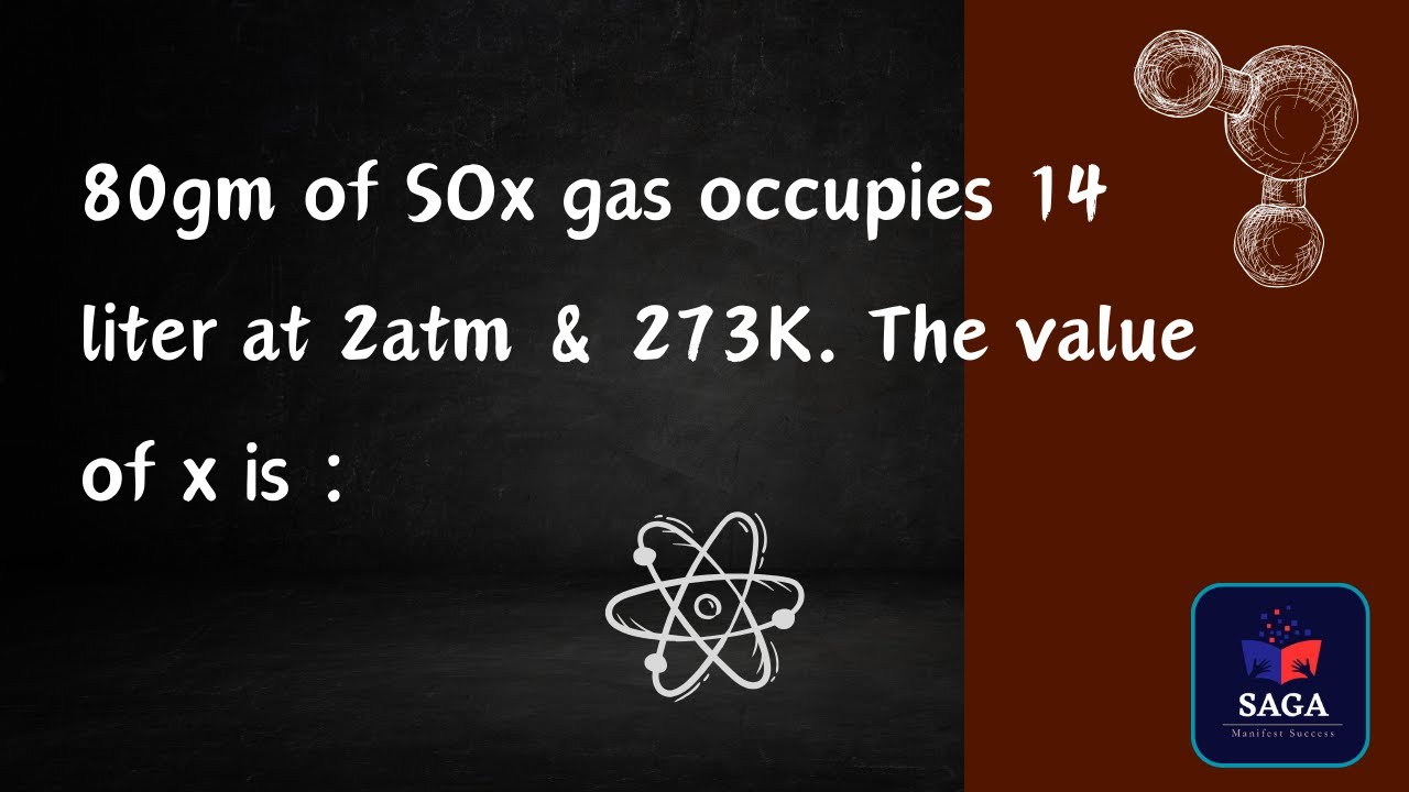 80gm of SOx gas occupies 14 litre at 2atm & 273K. The value of x is ...