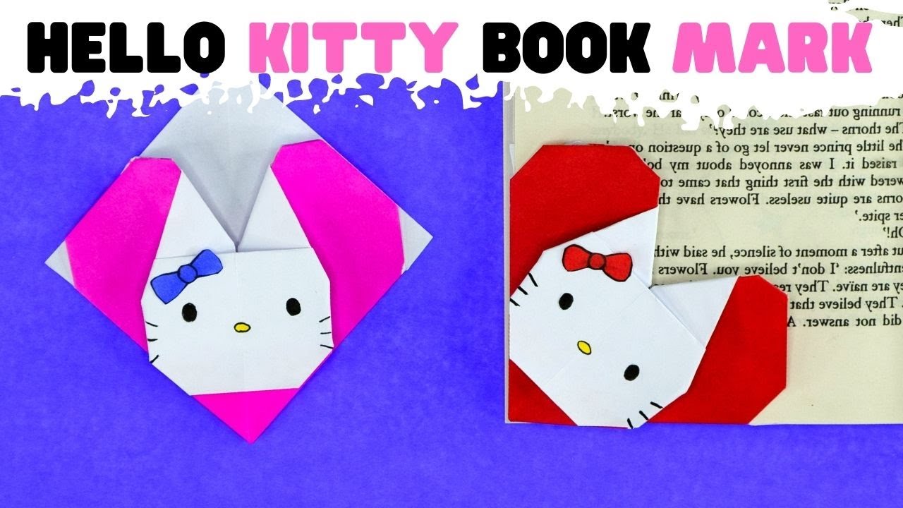 How to make origami HELLO KITTY BOOKMARK - YouTube