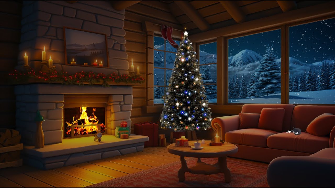 Christmas Rain Sounds In A Cozy Atmosphere With Gentle Falling Snow for ...