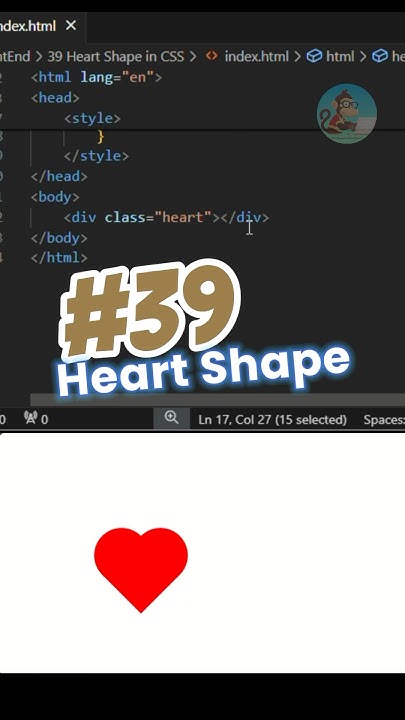 39/100: Heart Shape in CSS. #css #html #coding #tutorial #codingsimplifiedspace #heart #shape # ...