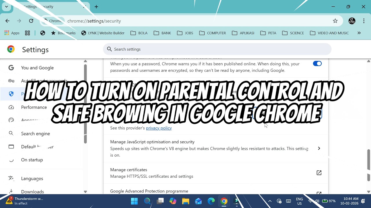 How to Turn On Parental Control and Safe Browing in Google Chrome - YouTube
