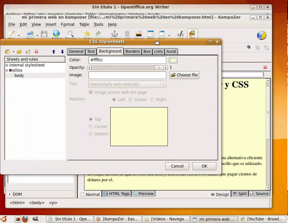 crear paginas web con Kompozer y CSS - parte 2 - YouTube