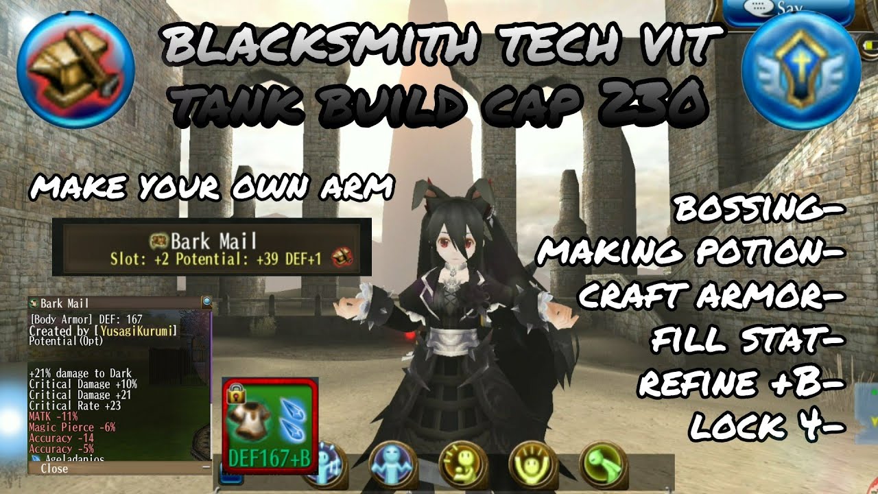 toram online - blacksmith tech vit tank build cap 230 6 in 1 make your ...