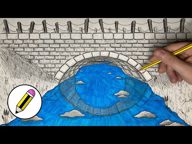 One Point Perspective Drawing Bridge