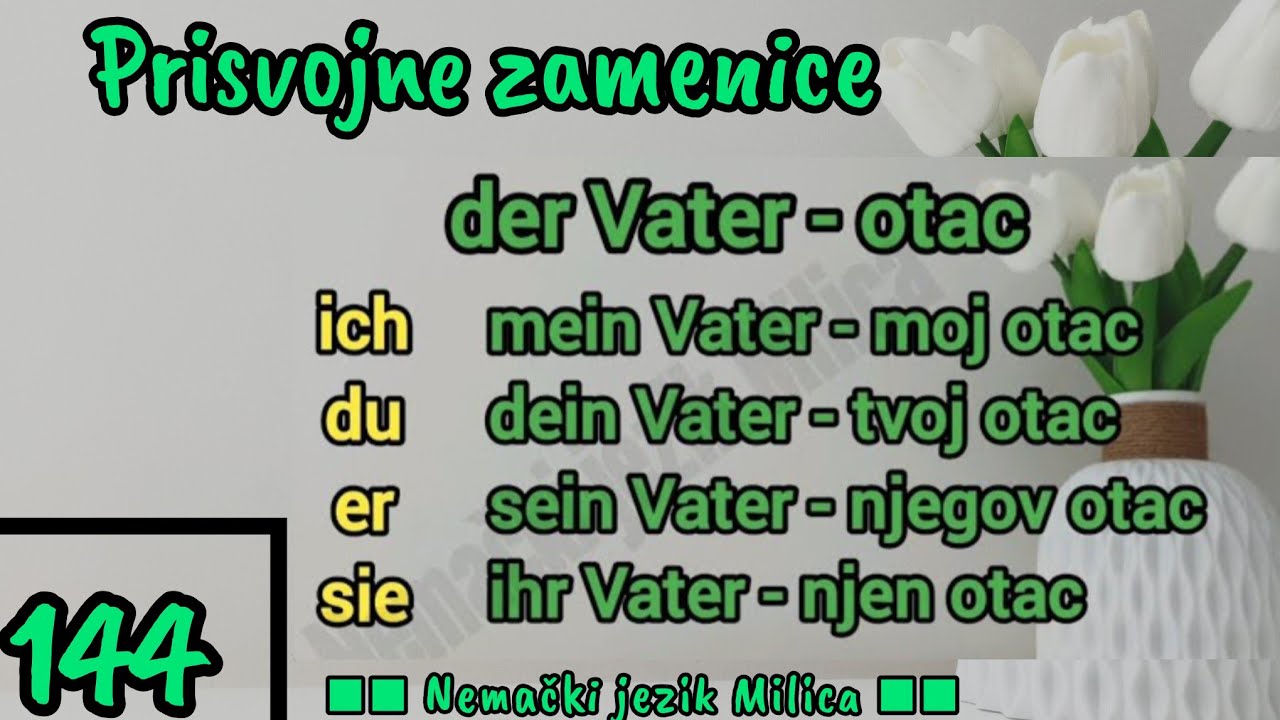 Prisvojne zamenice u nemackom jeziku/ moj,tvoj, njegov njen ... - YouTube