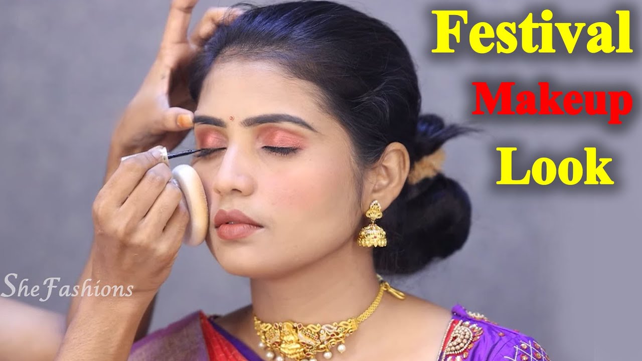 Dasara Special Makeup Day-3 || Simple Easy Makeup and Hairstyles ...