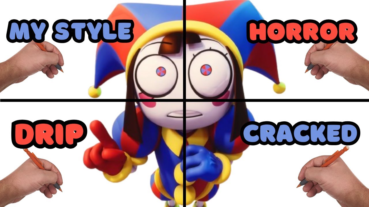 Drawing Pomni - Amazing Digital Circus - 4 Different Styles! - YouTube