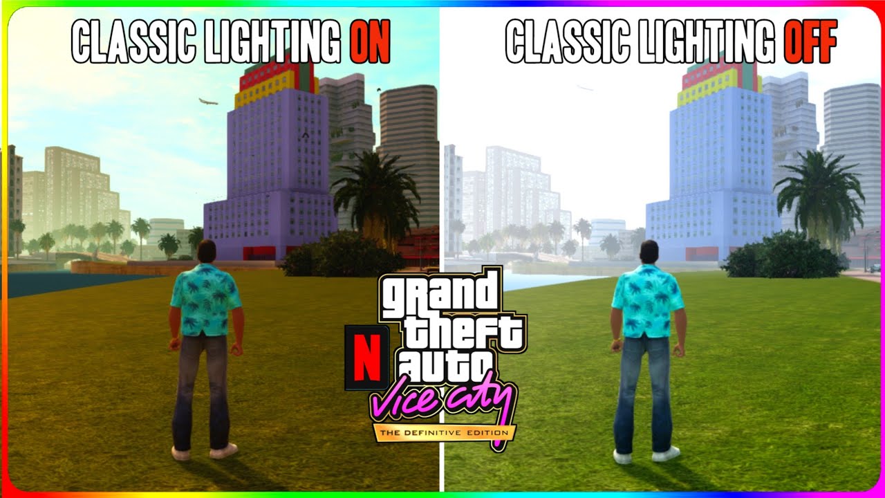 GTA Vice City: Definitive Edition Netflix Classic Lighting On vs ...