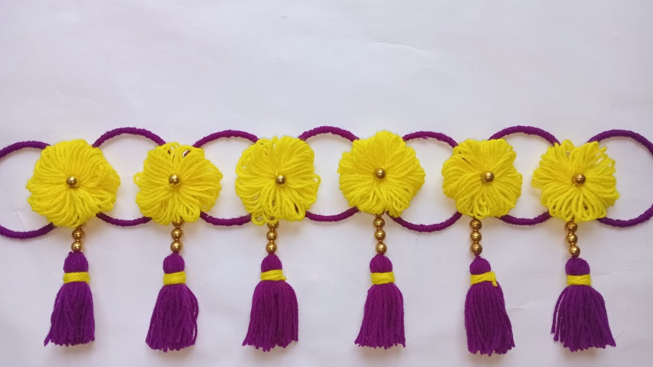 DIY Easy Woolen Flower Door Hanging Carft/ Woolen Jhalar Design/ woolen ...