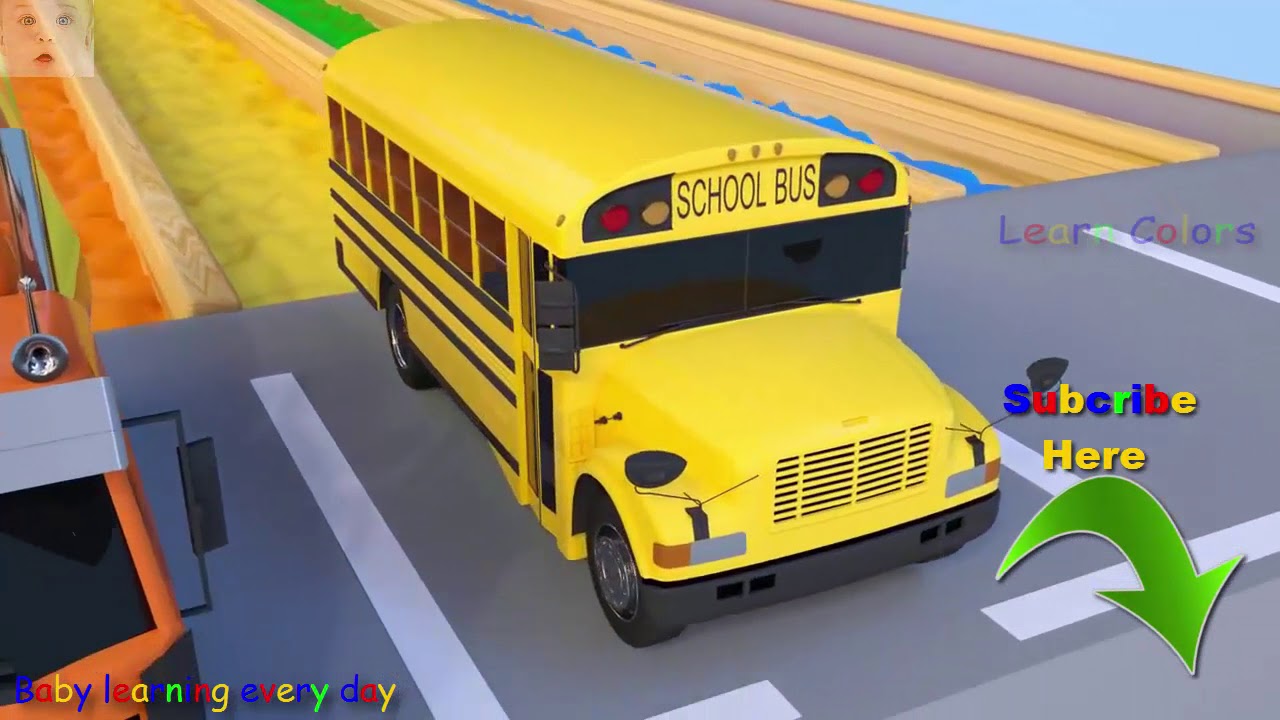 Colors for Children to Learn with Street Vehicles with Color Water ...