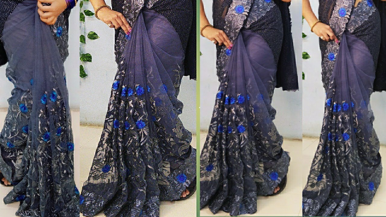 Net Saree Wear in Two Style/Half net saree draping perfect way/How to ...