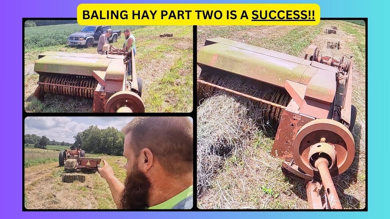 Round Two of Baling Hay is a Success! - YouTube