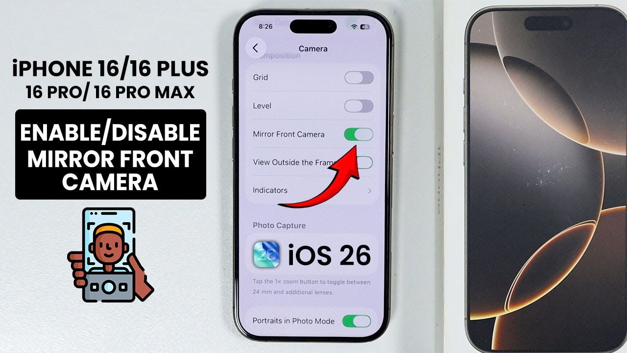 iOS 26 - iPhone 16 & Pro Max: Turn On or Off Front Camera Mirroring ...