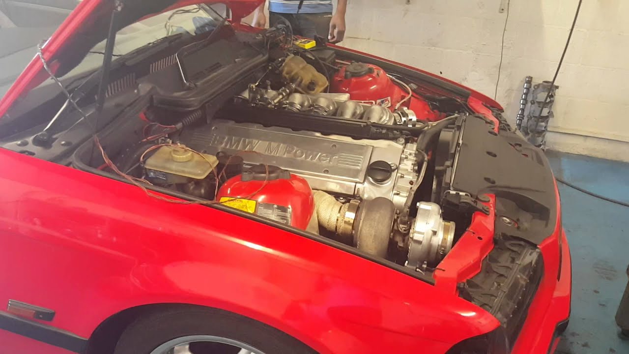 E36 m3 s50b30 euro turbo 10psi run - YouTube
