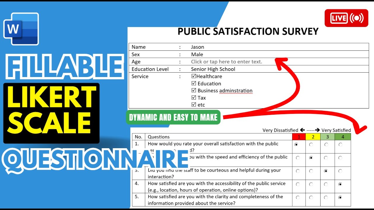 How to Create Fillable Likert Scale Questionnaire in Word - YouTube