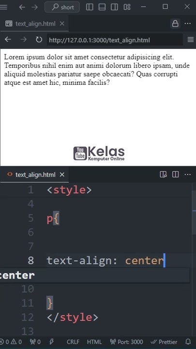 Properti Text Align Pada Css Css Html Htmlcss Kelaskomputeronline Youtube