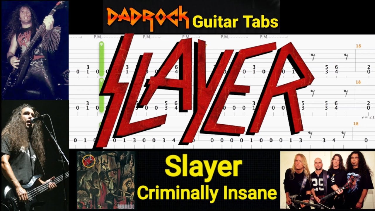 Criminally Insane - Slayer - Guitar + Bass TABS Lesson - YouTube