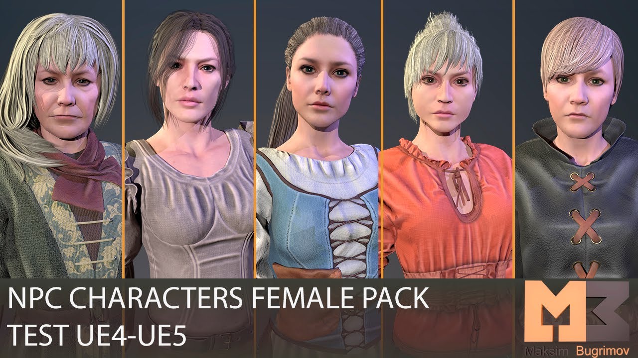 NPC Character Female Pack Test Epic Skeleton in UE4-UE5 - YouTube