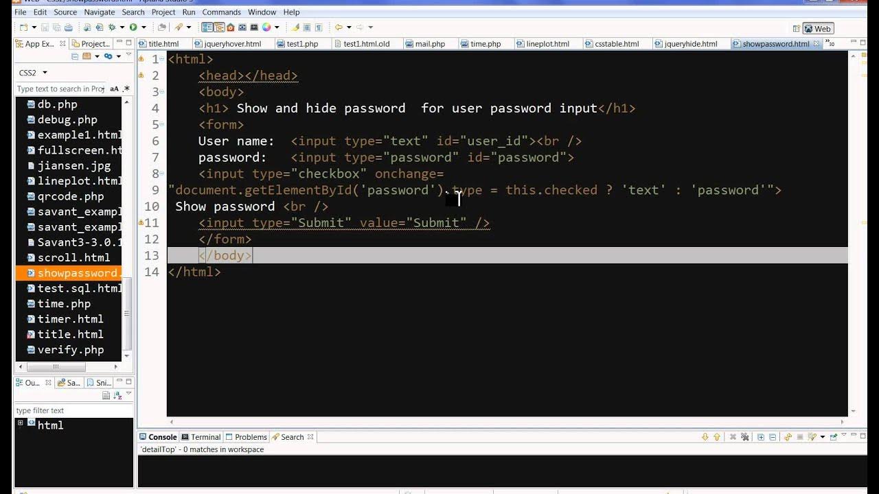 JavaScript example: checkbox to show and hide password for user password input - YouTube