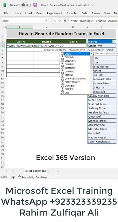 How to Generate Random Teams in #ExcelExcel - YouTube