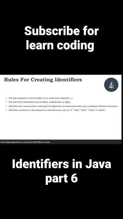 Identifiers In Java Part 6 Java Coding Javadeveloper Corejava Software Programming Sorts 2789